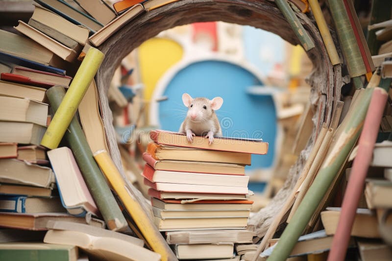 Rat in a Maze Partitioned with Books Stock Photo - Image of concept ...
