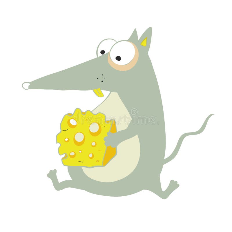 Rat Mouse with Cheese. Funny Character. Print. Vector Illustration ...