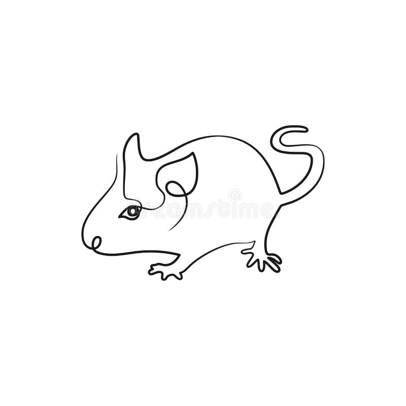 Rat Mouse Continuous One Line Drawing Stock Vector - Illustration of ...