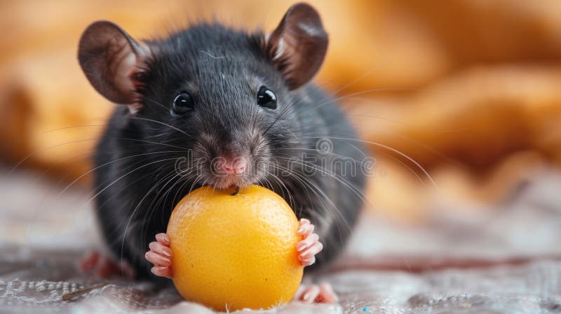 Rat Eating Fruit on the Floor Stock Photo - Image of tiny, scavenging ...