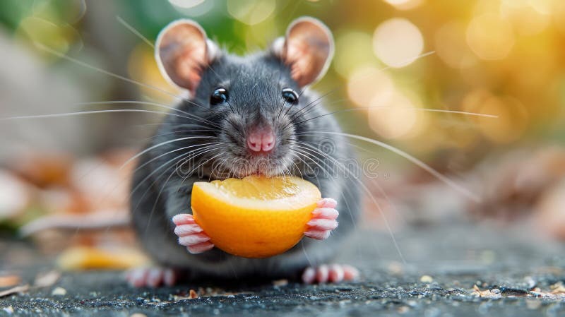 Rat Eating Fruit on the Floor Stock Image - Image of habits, nutrition ...