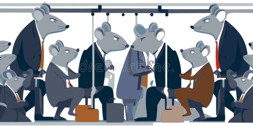 Rat Office Workers in Subway Train Vector Graphics Stock Illustration ...