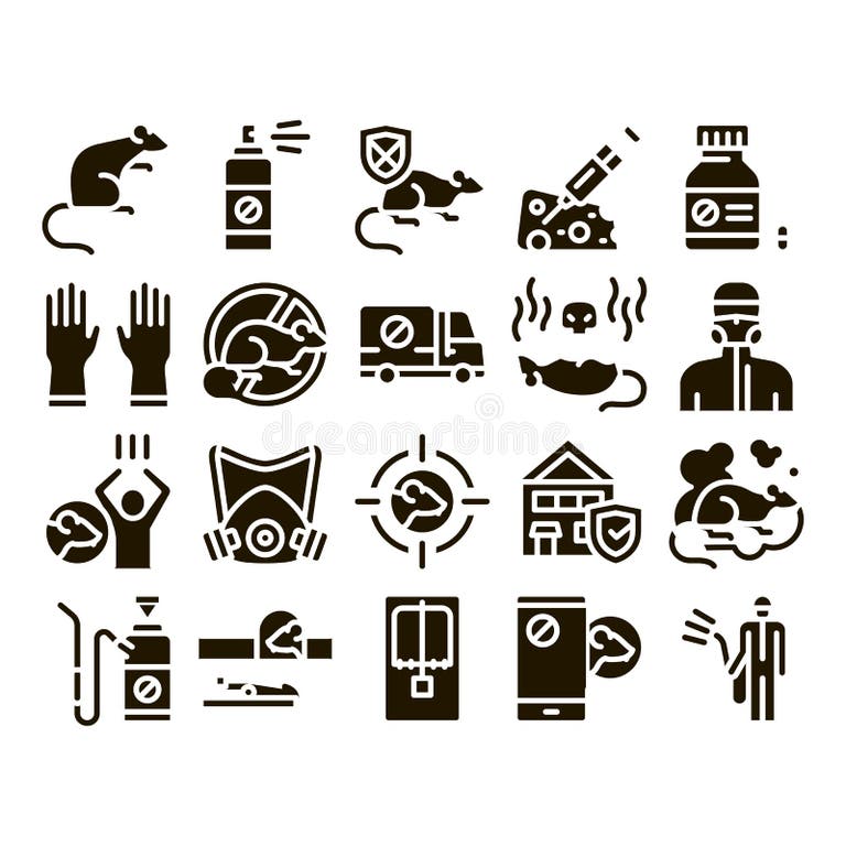 Rat Protect Collection Elements Icons Set Vector Stock Vector ...