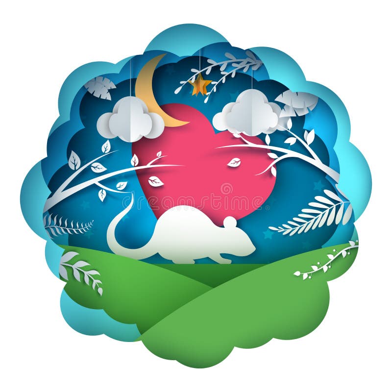 Rat, Rabbit Cartoon Characters. Paper Landscape. Stock Vector ...