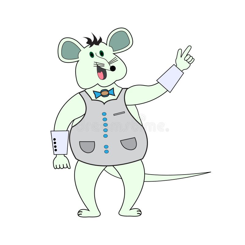 Rat Character Cartoon Referee in Vest with Bow Tie Stock Vector ...
