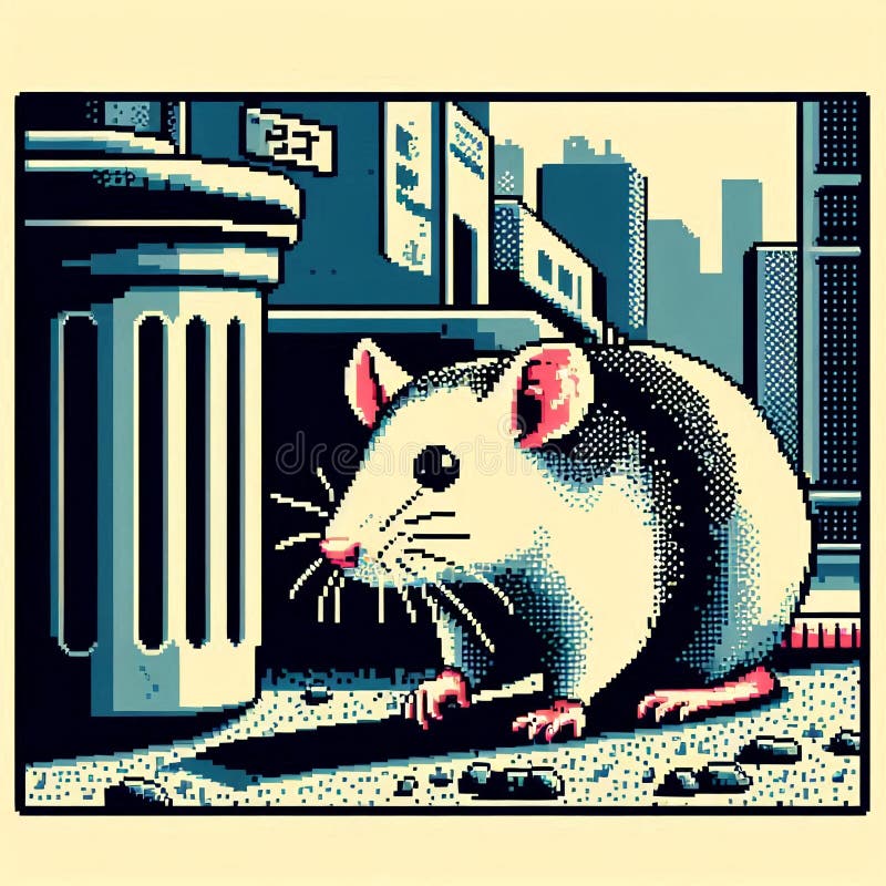 A Rat in a Retro-style City Setting, Detailed in Pixelated Form. Stock ...