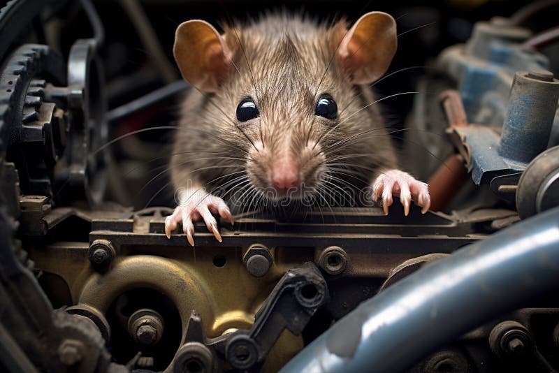 Rat Rodent Inside Car Engine Stock Illustration - Illustration of cable ...
