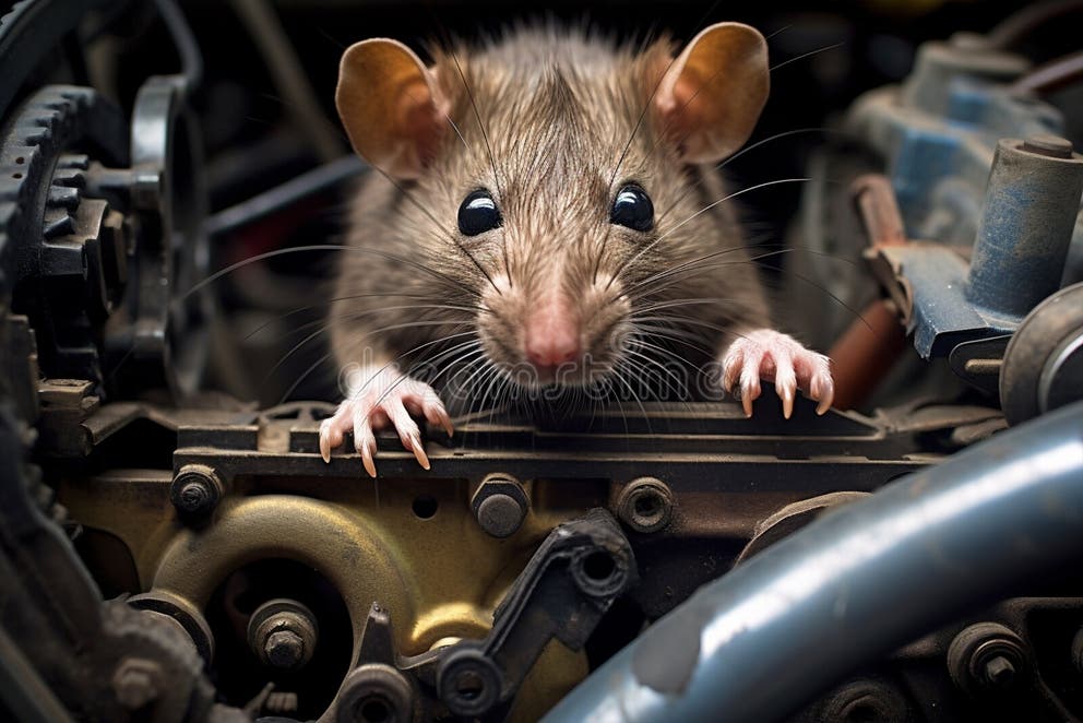 Rat Rodent Inside Car Engine Stock Illustration - Illustration of cable ...