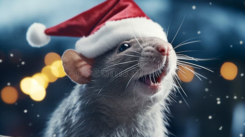 A Rat in a Santa Claus Hat. Year of the Rat Concept Stock Image - Image ...
