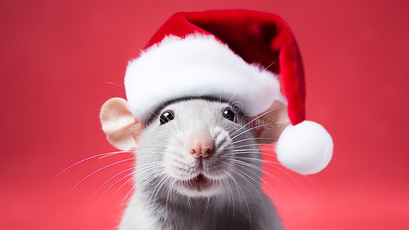 A Rat in a Santa Claus Hat. Year of the Rat Concept Stock Image - Image ...