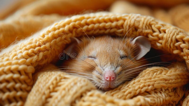 Rat Sitting in Blanket on Table Stock Photo - Image of comfortable ...