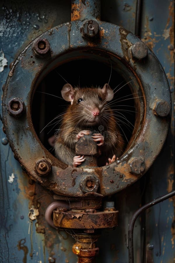 A Rat Sitting Inside a Rusty Pipe. Suitable for Industrial or Pest ...