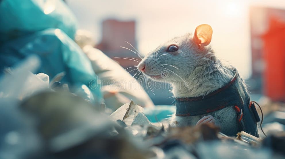 A Rat is Sitting on a Pile of Garbage, AI Stock Image - Image of ...