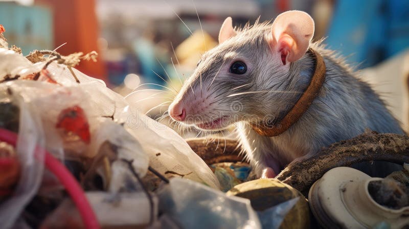 A Rat is Sitting in a Pile of Trash, AI Stock Image - Image of nature ...
