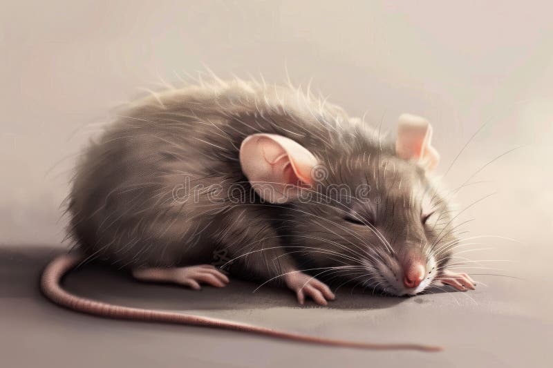 A Rat is Sleeping on a Grey Surface Stock Illustration - Illustration ...