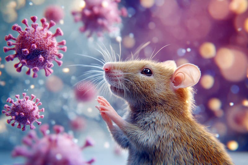 A Rat is Standing in Front of Virus Particles. Stock Photo - Image of ...