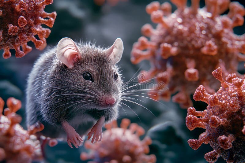 A Rat is Standing in Front of Virus Particles. Stock Image - Image of ...