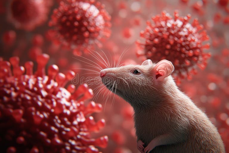 A Rat is Standing in Front of Virus Particles. Generative Ai Stock ...