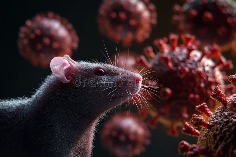 A Rat is Standing in Front of Virus Particles. Generative Ai Stock ...