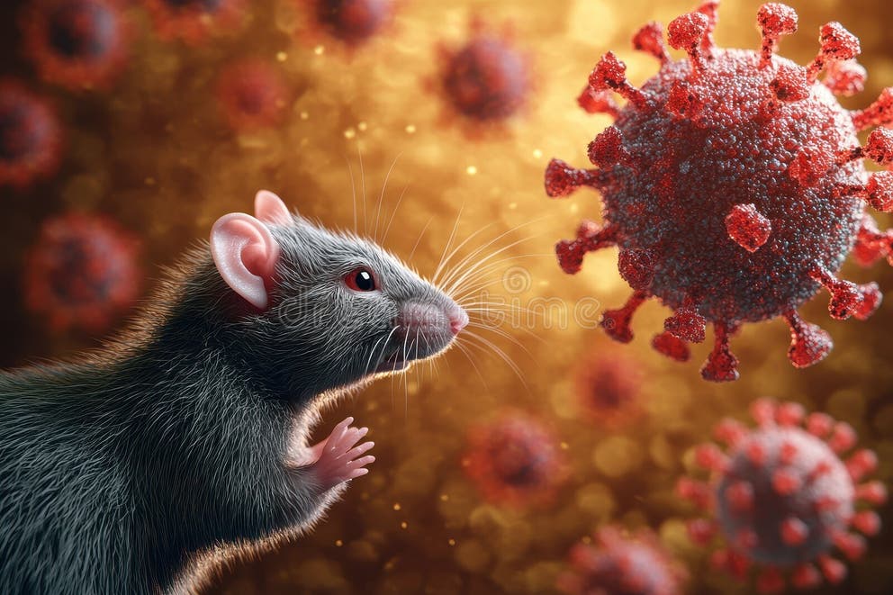 A Rat is Standing in Front of Virus Particles. Generative Ai Stock ...