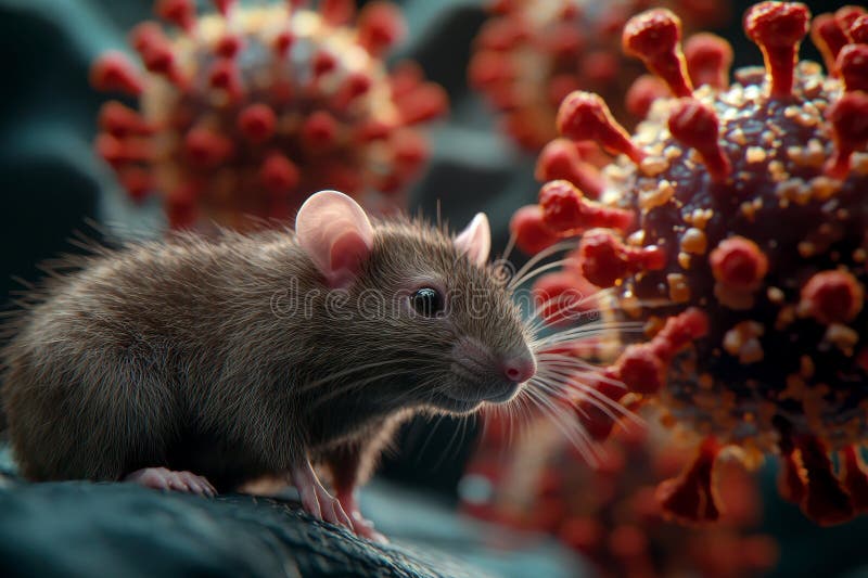 A Rat is Standing in Front of Virus Particles. Stock Illustration ...