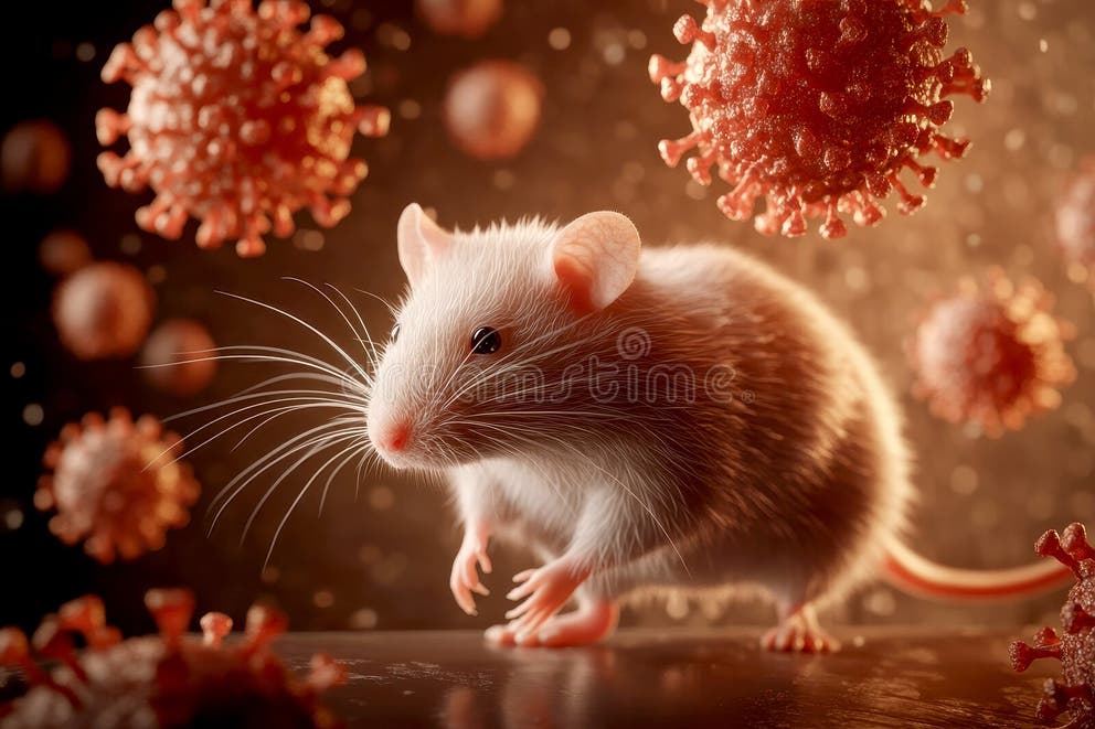 A Rat is Standing in Front of Virus Particles. Stock Illustration ...