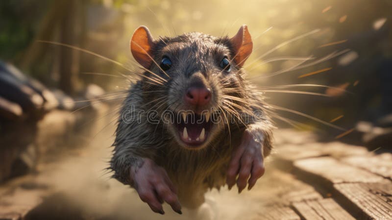 Hyperrealistic Rat Running in Ultra Hd with Lens Flares Stock ...