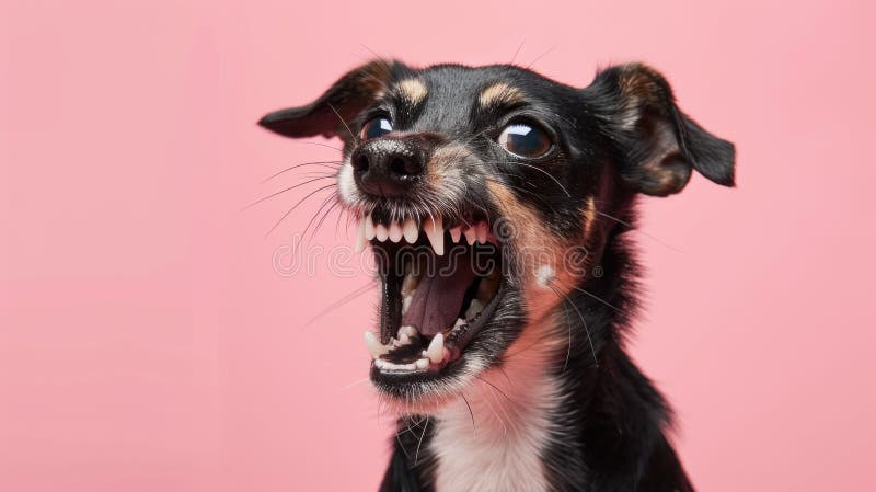 Rat Terrier, Angry Dog Baring Its Teeth, Studio Lighting Pastel ...