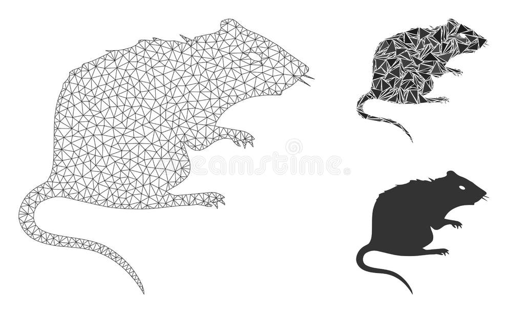 Rat Vector Mesh Wire Frame Model and Triangle Mosaic Icon Stock Vector ...