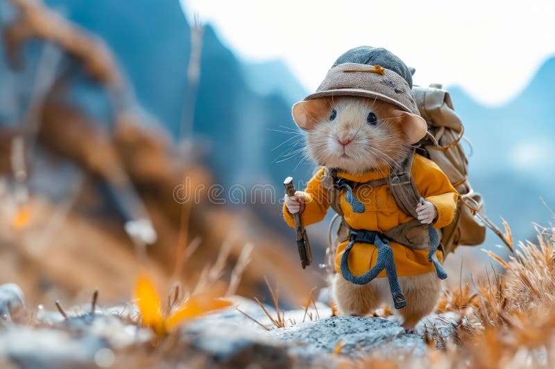 Rat Wearing Backpack and Hiking Gear. Generative AI Stock Image - Image ...