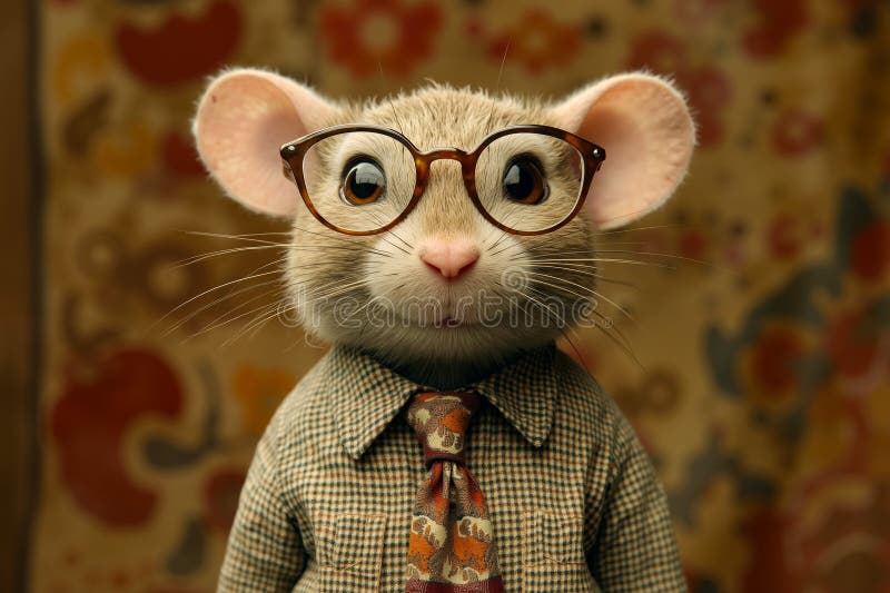 A Rat Wearing Glasses and a Tie Stock Illustration - Illustration of ...
