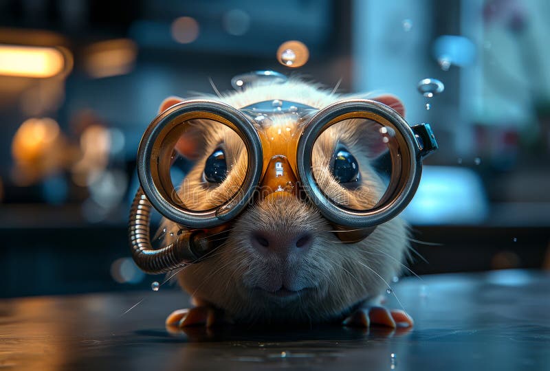 Rat is Wearing Goggles and Helmet Stock Photo - Image of small ...
