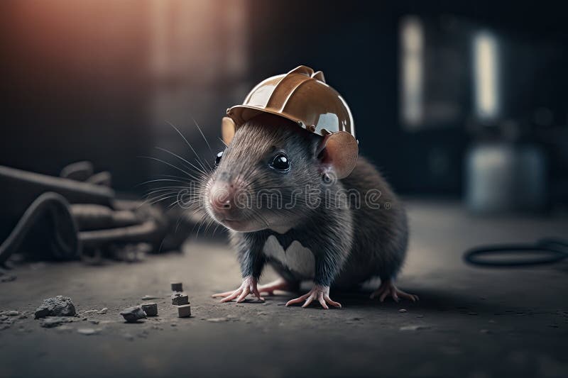 Rat Wearing Hardhat Generative AI Stock Illustration - Illustration of ...