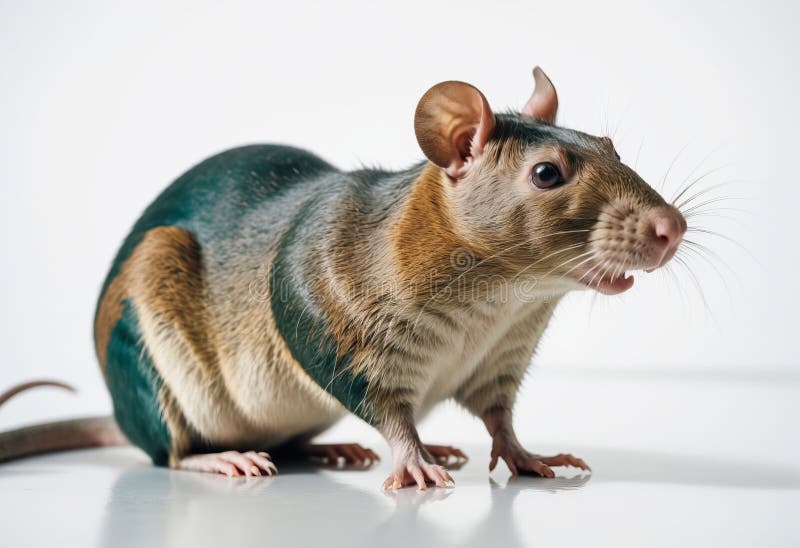Rat on a White Background. Agouti Self Standard Rat Posing on a White ...