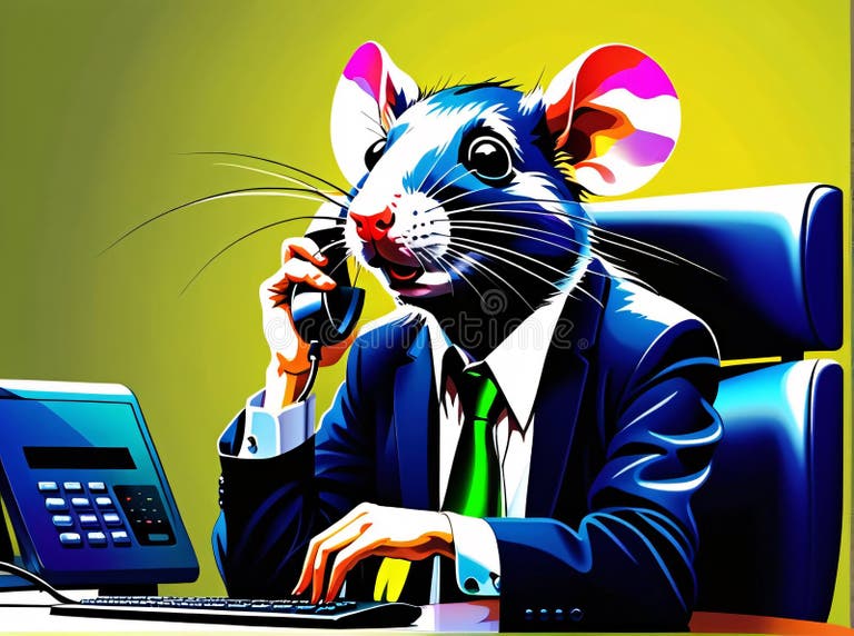 A Rat Works at a Computer in the Office. Artificial Intelligence. Stock Photo - Image of ...