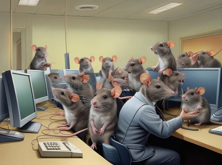 A Rat Works at a Computer in the Office. Artificial Intelligence. Stock Image - Image of hamster ...