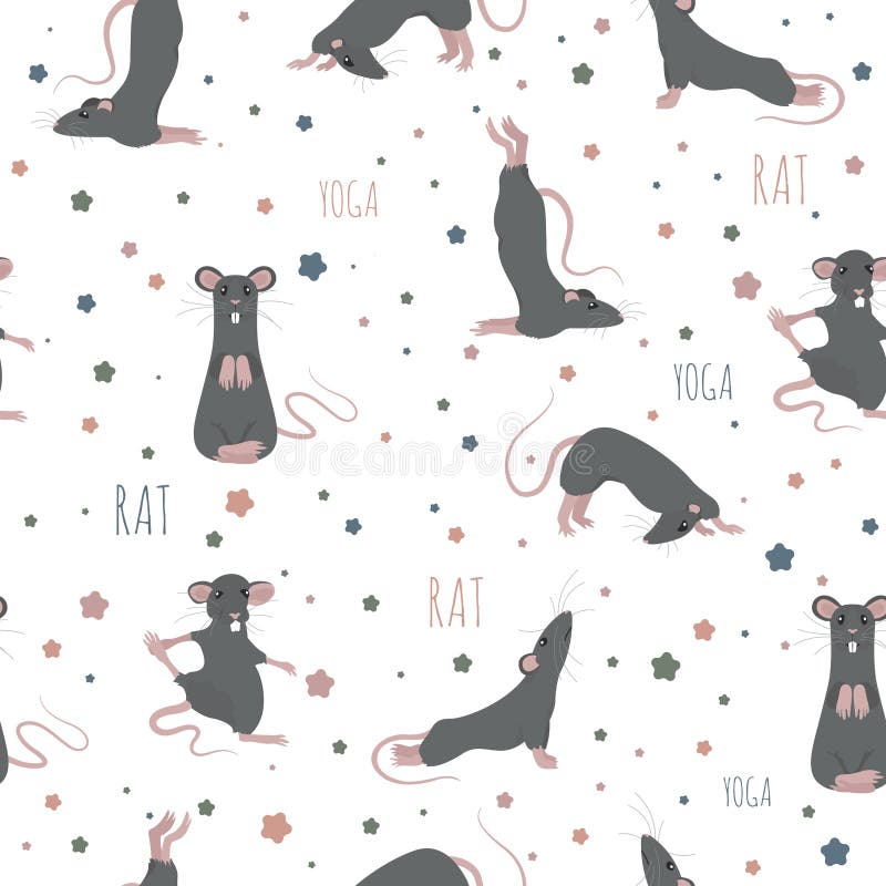Rat Yoga Poses and Exercises. Cute Cartoon Seamless Pattern Stock ... Rat Yoga Poses and Exercises. Cute Cartoon Seamless Pattern Stock ...