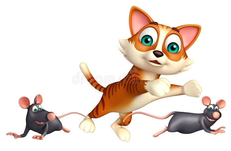 Rata de la caza del gato stock de ilustración. Ilustración de cubo ...