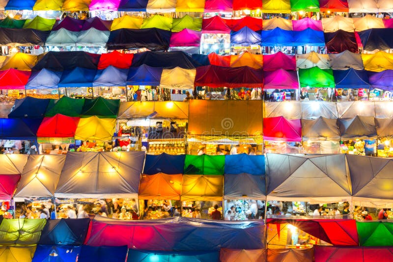 Ratchada Night Train Market, Bangkok Stock Photo - Image of city ...