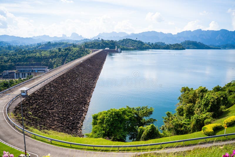 Ratchaprapha Dam in Surat Thani Province Stock Photo - Image of water ...