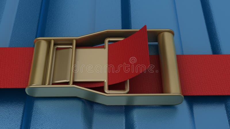 Ratchet Strap Securing Blue Container Stock Illustration - Illustration ...
