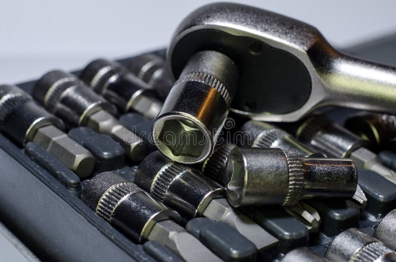 Ratcheting Multi-Bit Screwdriver Stock Photo - Image of handyman, macro ...