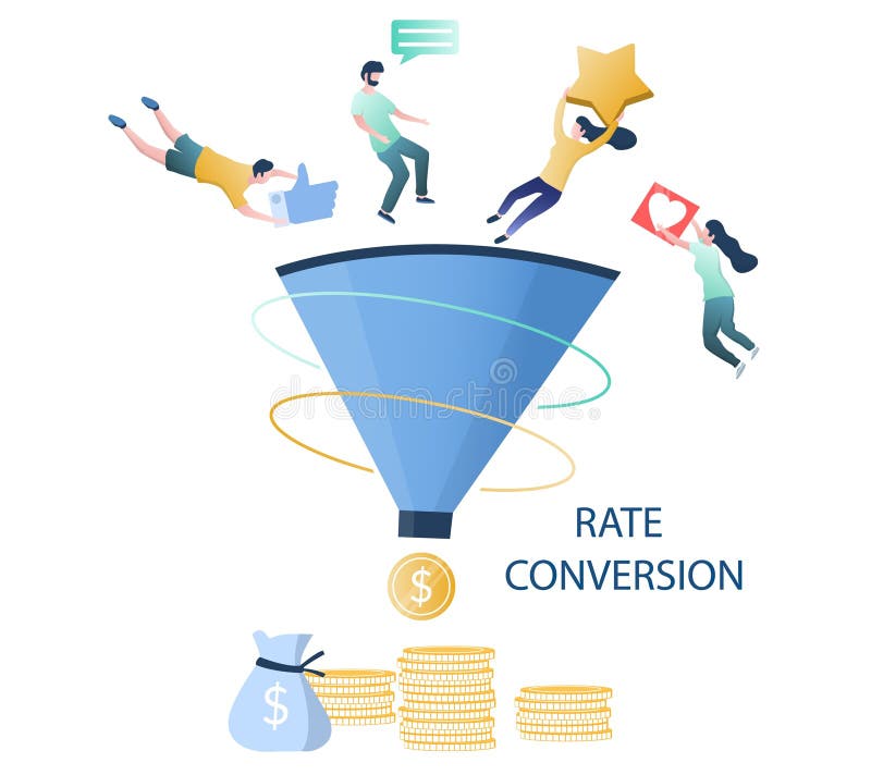 Rate Conversion Optimization Sales Funnel Vector Illustration Stock ...