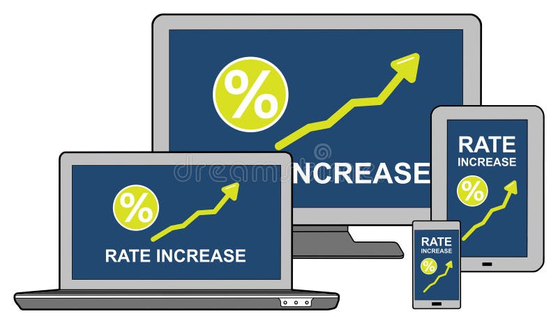 Rate Increase Concept on Different Devices Stock Illustration ...