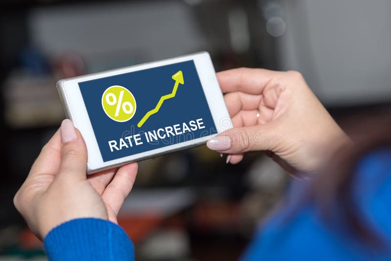 Rate Increase Concept on a Smartphone Stock Photo - Image of financial ...