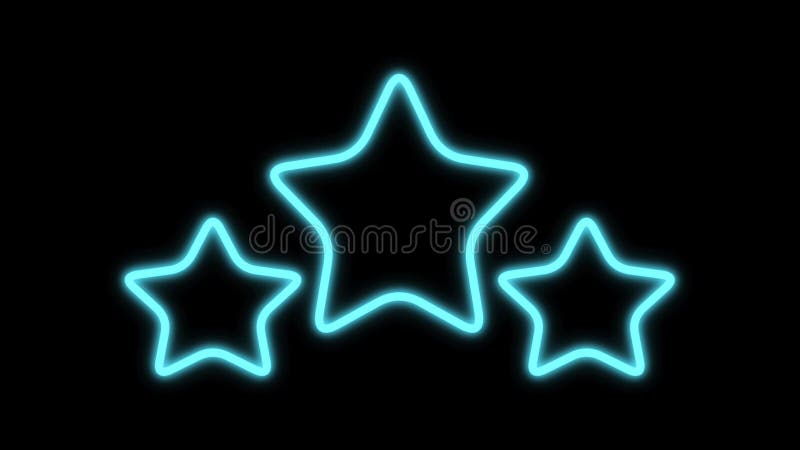 Rate and Star Icon with Blue Neon Light in Blinking Effect. Stock ...
