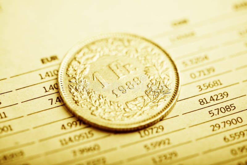 Rate of the Swiss Franc stock image. Image of chart, falling - 45512829