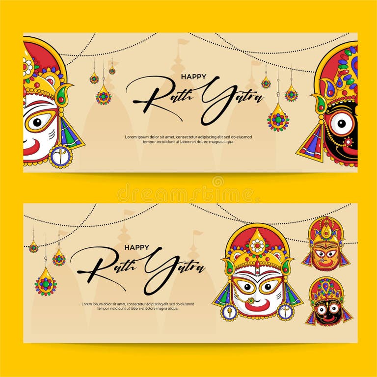 Rath Yatra Indian Festival Banner Design Template Stock Illustrations ...