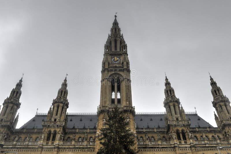 Rathaus (Town Hall) Building in Vienna Stock Image - Image of city ...
