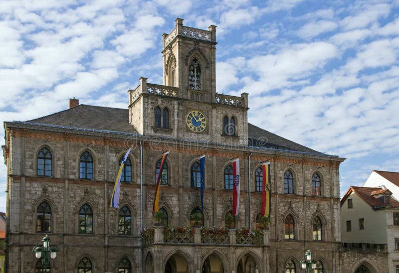 Rathaus in Weimar, Deutschland Stockfoto - Bild von quadrat, europa ...